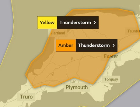 Amber Warning of thunderstorms and flooding | okehampton-today.co.uk