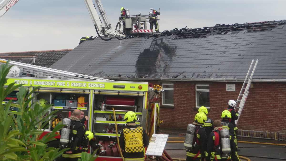 Fire crews fighting serious fire at Cheriton Bishop Village Hall ...