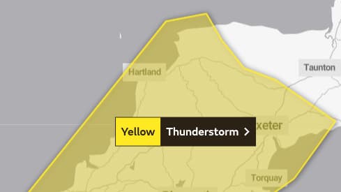 Devon Yellow Warning of thunder and lightning | okehampton-today.co.uk
